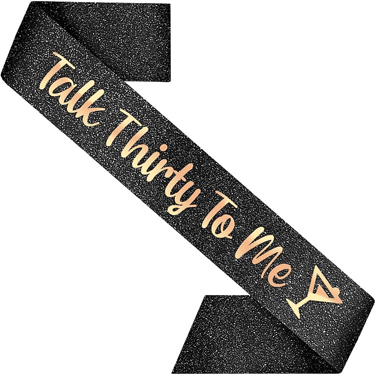 PartyForever 30th Birthday Decoration Sash for Women Talk Thirty to Me Black 32 inch Long with Rose Gold Letters for Her