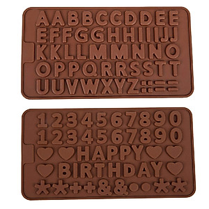 2PK A to Z Letters +Happy Birthday/Numbers/Symbols Mold Chocolate Fondant Decorating Silicone Tray
