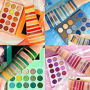 Green Eyeshadow Palette,Highly Pigmented Matte Glitter Eyeshadow,15 Shades Colorful Metallic Glitter Matte Eye Shadow Palette,Long Wear Green Emerald Yellow Makeup Palette Eyeshadow Forest for Women