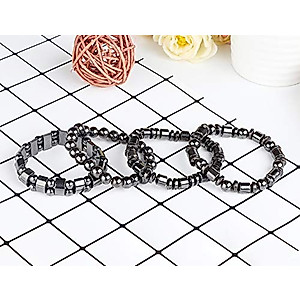 THUNARAZ 4Pcs Hematite Bracelet for Men Women Bangle Bracelet Magnetic Tiger Eye Bracelets