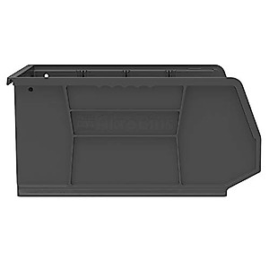 Akro-Mils 30250 AkroBins Plastic Storage Bins, Space-Saving Stackable Bins for Garage, Pantry, Craft Organization, 15-Inch x 16-Inch x 7-Inch, Black, 6-Pack