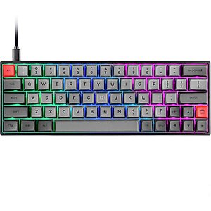 COSTOM SK64 60% Mechanical Gaming Keyboard, 61 Keys Multi Color RGB Illuminated LED Backlit Wired Programmable with PBT Heat Sublimation Keycaps for PC/Mac Gamer (Black, Gateron Optical Brown)