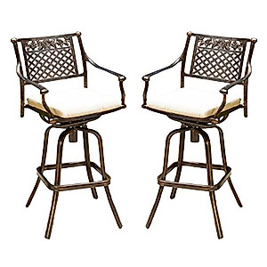 Christopher Knight Home Sebastian Cast Aluminum Barstools with Cushions, 2-Pcs Set, Copper
