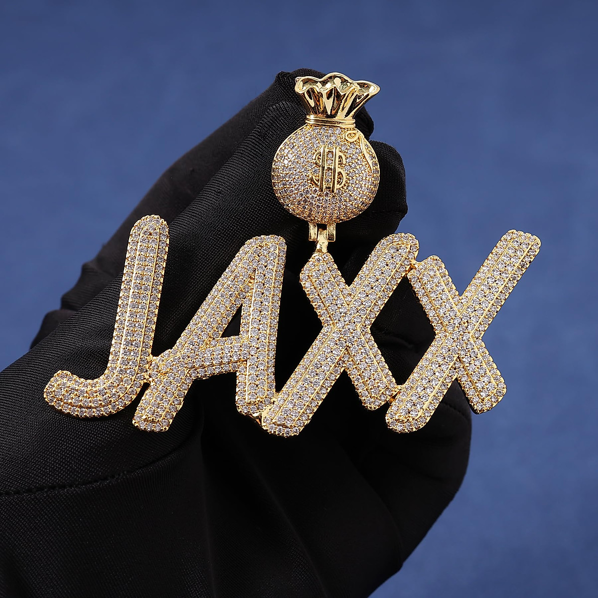 Lulu Mel Iced Out Custom Chain Initial Name Necklace,Hip Hop Jewelry 14k Gold Silver Handmade nameplate with 4mm Tennis Chain, Personalized Stainless Steel Cuban Link Chain For Man and Woman (Gold)