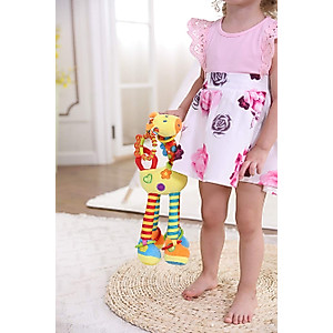 RichChoice Giraffe Baby Educational Toys (one Box:50 pcs):1-3-6-8 Month,1-2-3 Year Old Crib Bed,Car Seat, Stroller, Activity,Travel Hanging Toys;Kids Plush Portable Toys with Crinkle, Ring,Teether…