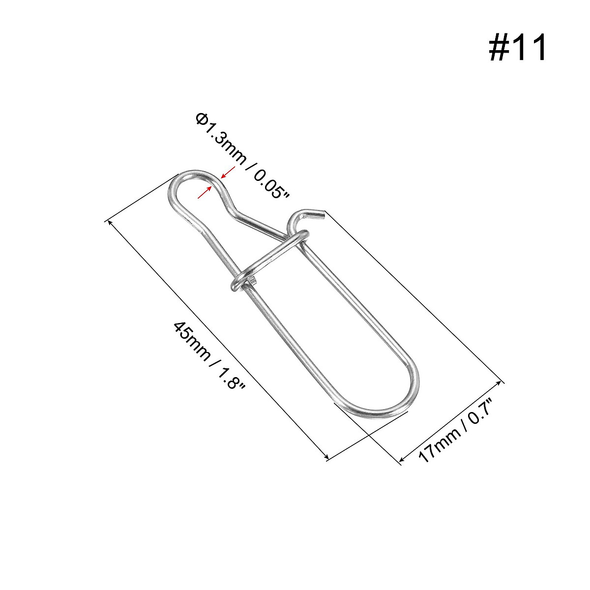 PATIKIL Fishing Snaps, 200 Pack 188LBS Stainless Swivel Tackle Kit Fishing Clips Lure for Saltwater Freshwater, Silver