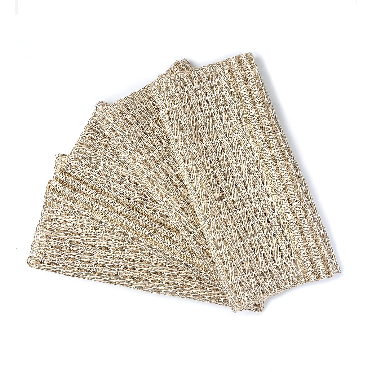 Fennco Styles 100% Jute Design Farmhouse Placemats 13" W x 19" L, Set of 4 - Ivory Table Mats for Home, Dining Room, Banquets, Family Gathering and Special Occasion (Ivory)