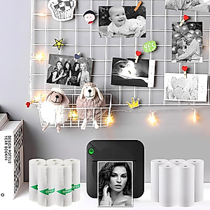 PRINHSJI Mini Sticker Printer, Bluetooth Smart Pocket Inkless Thermal Printer with 10 Rolls Thermal Paper and Sticker for iOS&Android,Portable Receipt Printer for Photo Journal Notes Memo