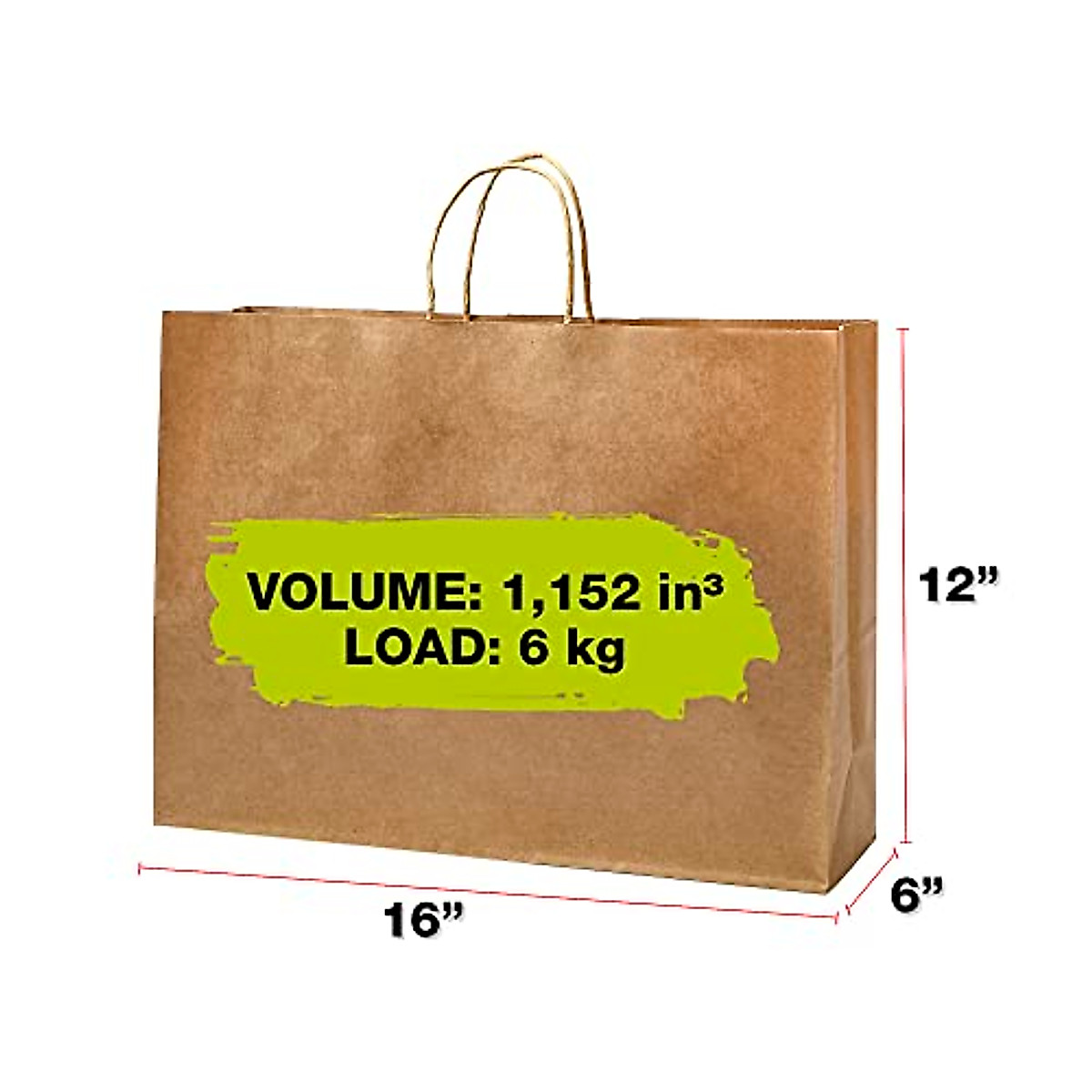 Ecoptimize Kraft Paper Bags with Handles, 30 PCS 16"x6"x12" Brown - Eco-Friendly, Compostable & Recyclable Gift Bags from 100% Wood Pulp - High Tensile & Load Capacity for Retail, Shopping, Wedding, Birthday
