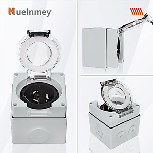 Muelnmey 50Amp Power Outlet Box,125/250Volt NEMA SS2-50P Inlet Plug+ 3PCS Cable Glands 2 M25 (13-18mm) Connectors and 1 M32 (18-25mm) Connector