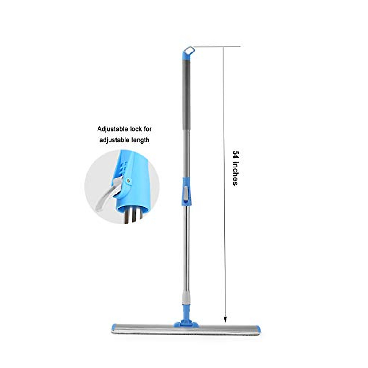 Wet Mop 24" Microfiber Mop Heavy Duty Floor Mop Aluminum Mop Adjustable Stainless Steel Handle 4 Wet and Dry Clothes Floor Cleaning System