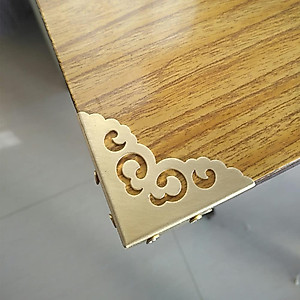 Metal Box Corner Protector 4Pcs, glrovazas Furniture Corner Guard Decoration Edge Cover Three-Sided Metal Edge Safety Bumpers for Furniture Cabinet Table