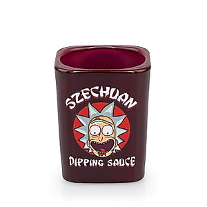 Rick and Morty Szechuan Dipping Sauce Shot Glass - Novelty Collectible Drinking Glasses - Perfect for Birthdays, Holidays, House Warming Parties, 2 fluid ounces