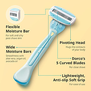 EVE 5 Women's Disposable Razors Smooth Touch | Wide moisture bar, 5 Blades for smooth shave | Multipurpose Hair Remover | 1 pack (3 count)