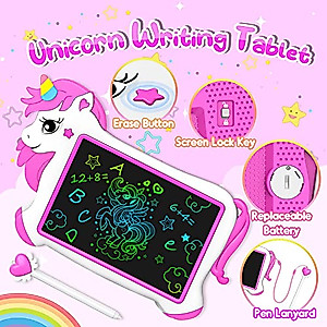 Unicorn Toys for Girls 3-8: 10 Inch LCD Writing Tablet for Kids 4 5 6 7 Year Old Girl Boy Toddler Drawing Pad Doodle Board Travel Activity Games for Kid Age 3-5 Educational Learning Toy