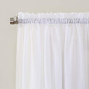 No. 918 Emily Sheer Voile Rod Pocket Curtain Panel, 59" x 84", White , 1 Panel