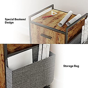 EUREKA ERGONOMIC File Cabinet 2 Drawers, Rolling File Cabinet with Bag for Home Office, Under Desk Rolling File Cabinet, Wood Filing Cabinet, Printer Stand with Storage, Rustic Brown