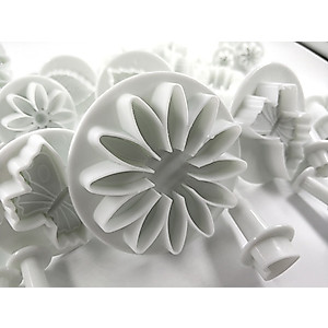 Daycount 33 Pcs Fondant Cutters Tools, Fondant Cake Cutter Mould, Ejector Stamp Modeling Cookie Plunger Cutter Sugarcraft Flower Leaf Butterfly Heart Shape Decorating Mold DIY Tools
