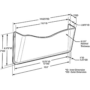 Azar Displays 250035 Clear Single Pocket Wall File with double-sided adhesive tape, 4 pack