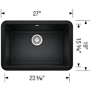 Blanco Ikon Silgranit Kitchen Sink, 27x19x9, Coal Black