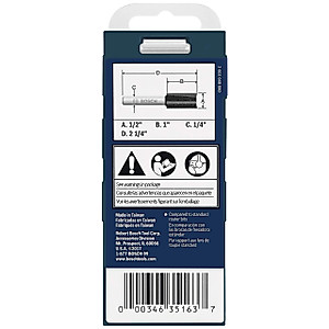 BOSCH 85227MC 1/2 In. x 1 In. Carbide-Tipped Double-Flute Straight Router Bit