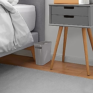 Vtopmart 4 Pack Plastic Small Trash Can, 1.5 Gallon/5.7 L Office Grey Bin with Built-in Handle, Slim Waste Basket for Bathroom, Bedroom, Home Office, Living Room, Kitchen