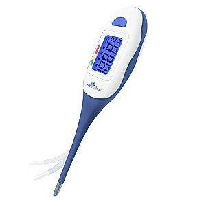 Digital Medical Baby Fever Oral Thermometer, Rectal or Axillary Underarm Body Temperature Measurement with Backlit LCD Display, Waterproof Flexible tip,Test Completion & Fever Alarm-EMT-026