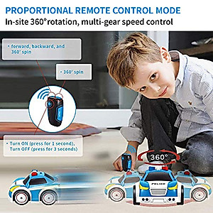 tonason Remote Control Police Toy Car Cartoon Car 2.4GHz Motion Gravity Four Modes with Obstacle Avoidance and Gravity Sensors
