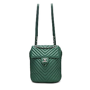Chanel, Pre-Loved Green Chevron Lambskin Urban Spirit Backpack Small, Green