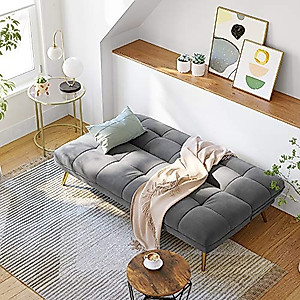 VASAGLE Futon Sofa Bed, Convertible Sleeper for Compact Living Space, 66.1 x 31.9 x 29.5 Inches, Gray