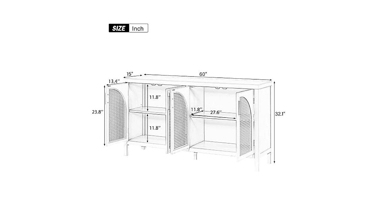 LUMISOL Accent Buffet Cabinet - Modern Rattan Sideboard