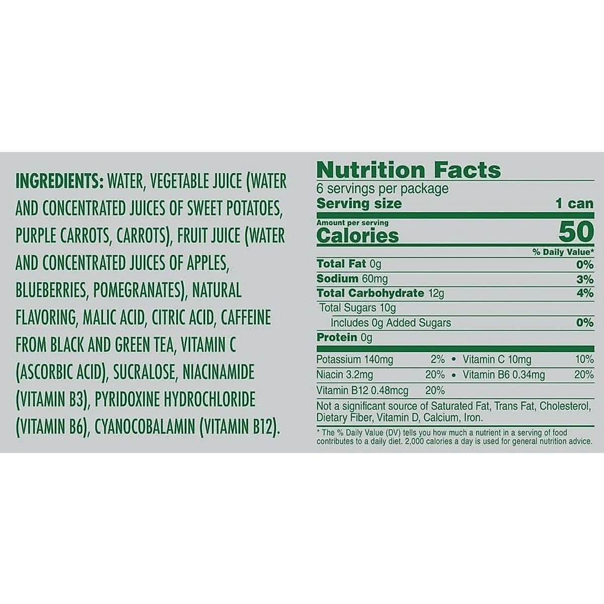 V8 +ENERGY Pomegranate Blueberry Energy Drink, Made With Real Vegetable And Fruit Juices, 8 Ounce Can (2 Packs of 6 Cans)