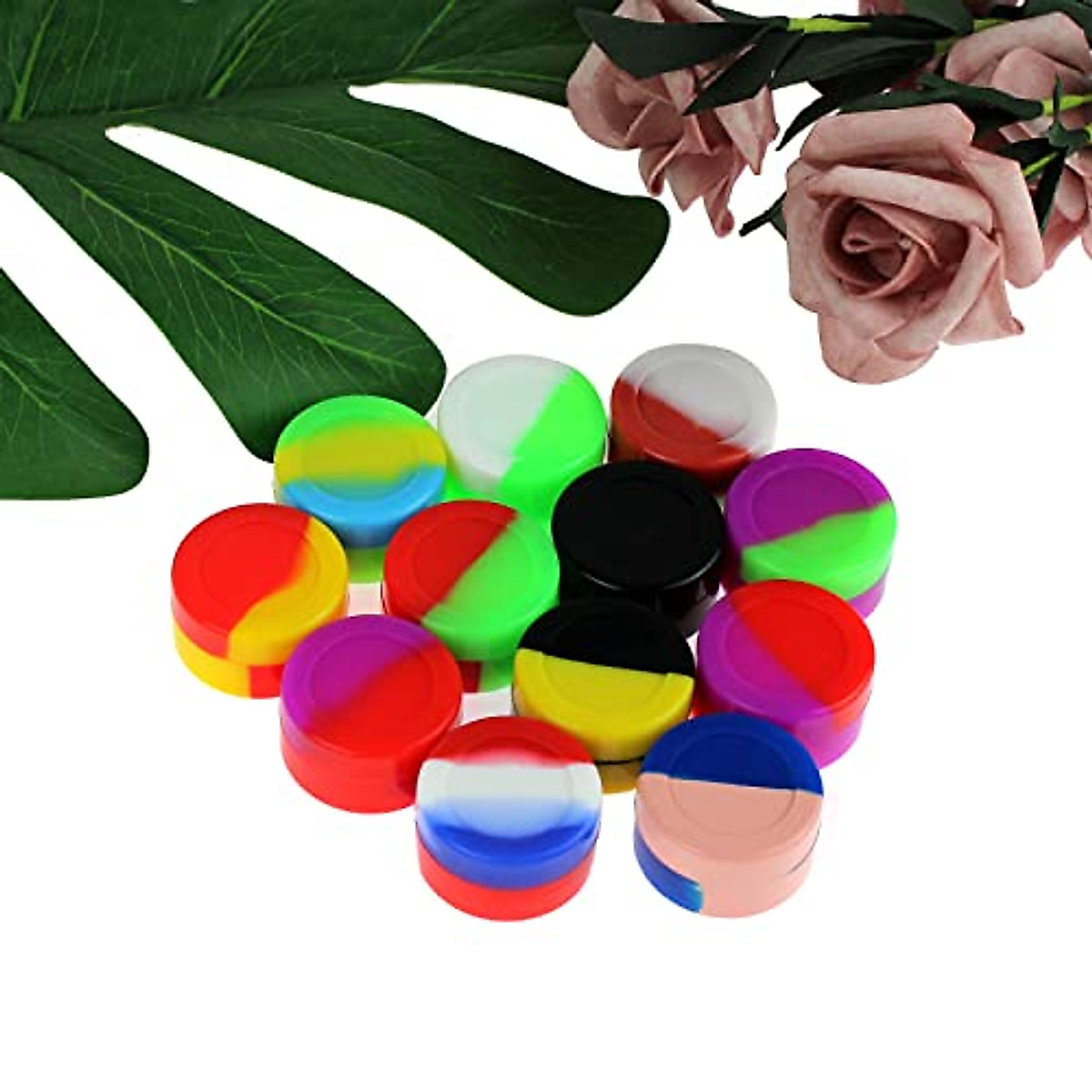 ooDuo 5ml Silicone Containers Wax 50pcs Non-Stick Mini Round Kitchen Jar Multi Use Storage Cream Bottle Random Color