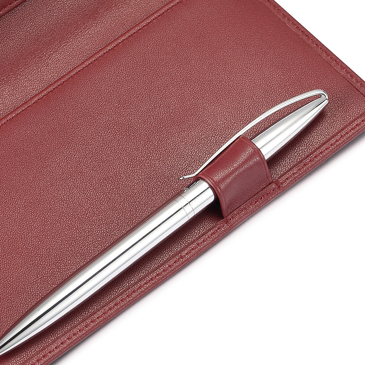 HISCOW Supple Leather Checkbook Cover with Free Divider - Italian Calfskin (Wine Red)