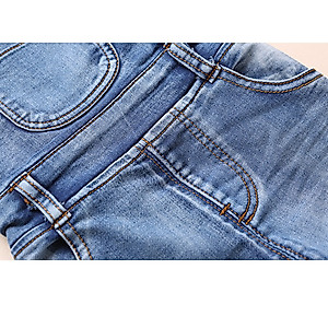 KIDSCOOL SPACE Baby & Little Boys/girls Plaid Lining Denim Overalls Jeans,Light Blue, 6-12 Months