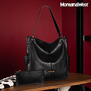 Montana West Concealed Carry Purses Handbags For Women Washed Leather Crossbody Bags Handgun Tote Satchel Hobo Bag Brown MBB-MWC-020BR