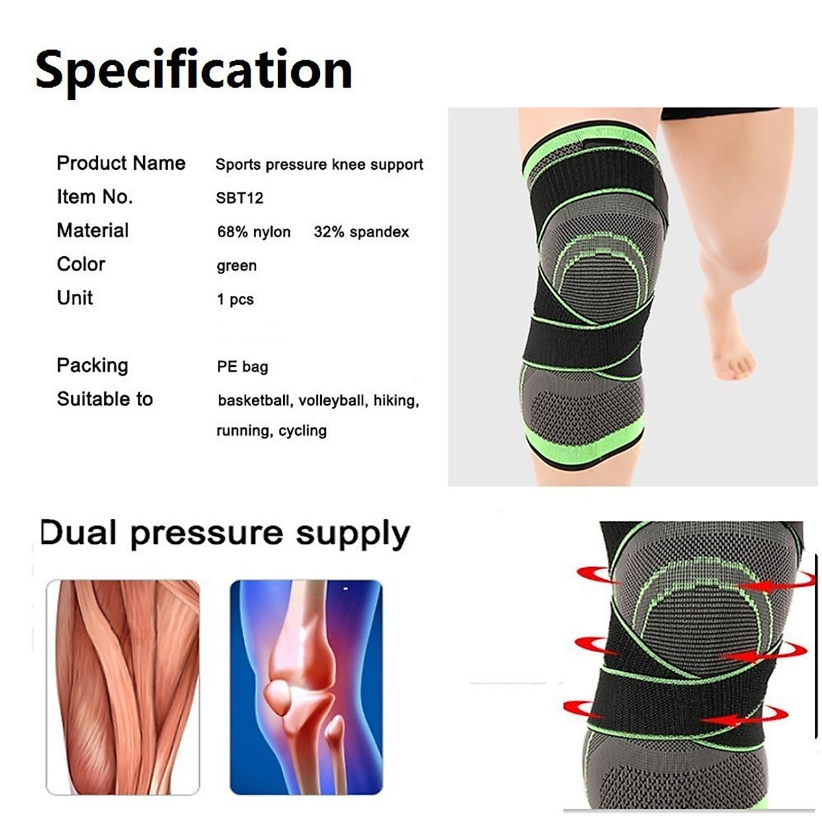 YJM Best Knee Brace for Meniscus Tear, 3D Weaving Knee Brace Breathable Sleeve Support for Running Jogging Sports