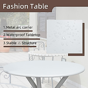 Shintenchi 3 Pieces Outdoor Patio Bistro Sets, Textilene Fabric Small Patio Furniture Set, Front Porch Chairs Conversation Set with Table for Lawn, Garden, Balcony, Poolside (White)