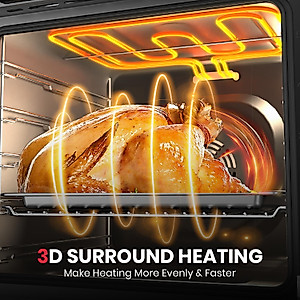 GASLAND 24 Inch Electric Wall Oven, 2.6 Cu.ft Built-in Single Wall Oven, 12 Cooking Functions, 3D Heating, Convection Oven with Rotisserie, Touch Control, Safety Lock, ETL Certified, Stainless Steel