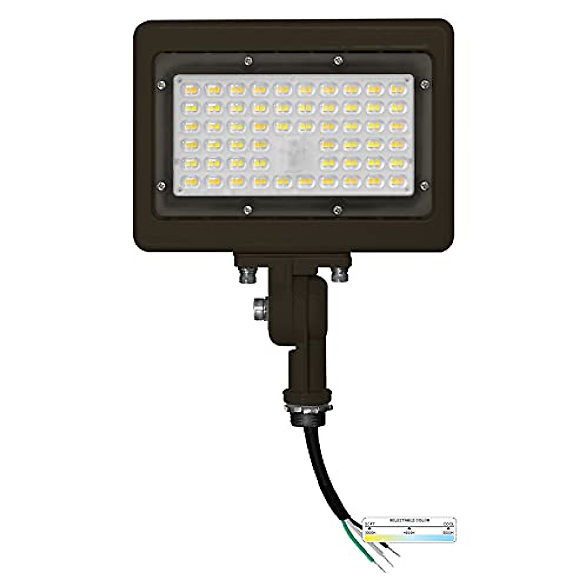 NUWATT LED Flood Light Outdoor 50W, Waterproof LED Flood Light with 1/2" Knuckle Mount, 7050 Lumens, 3CCT Color Selectable LED Flood Light for Yard Garden Garage Commercial, 100-277V, Bronze Finish