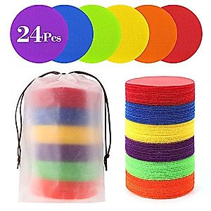 24 Pcs Carpet Standing Dot Spot Carpet Spots for Classroom, Carpet Dot Spot Markers with Hook and Loop Adhesion, Colorful Carpet Circles Floor Dots, Ideal for Kindergarten and School