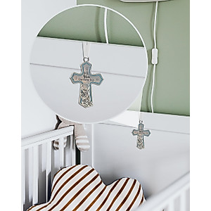Ganz U.S.A., LLC Ornate Crib Cross Decor with White Ribbon Baby Boy for Baptism, Christening, Baby Shower God Bless Our Baby Boy