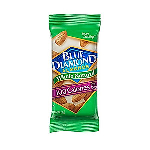 Blue Diamond Almonds Whole Natural Raw Snack Nuts, 100 Calorie Travel Bags, 32 count