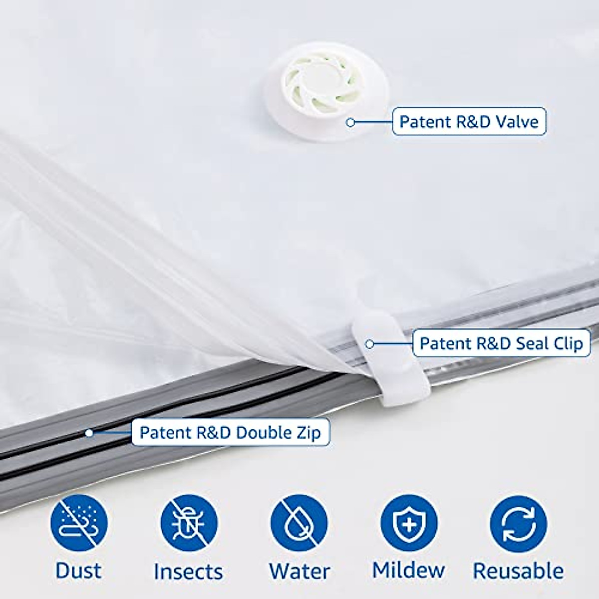 CLEVHOM Vacuum Storage Bags Combo 12 Pack, Vatiety Space Saver Bags for Clothes Beddings Comforters Blankets Quilts Duvets Coat Jacket Sweater, Vacuum Sealer Bags Save 80% Space for Closet Organizers and Storage