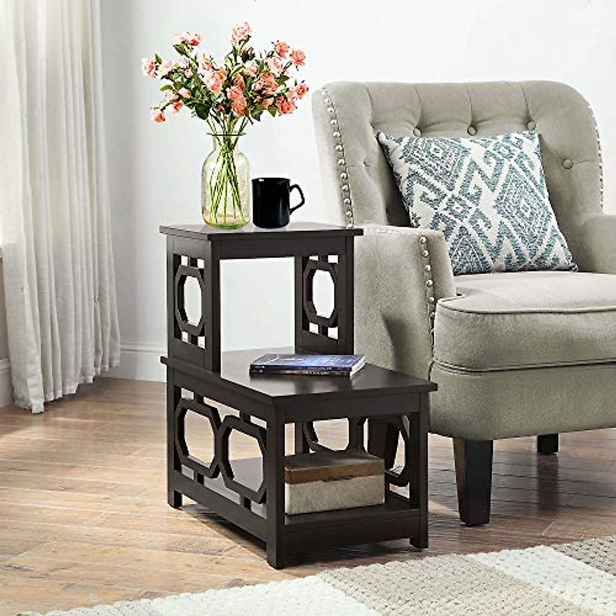 Convenience Concepts Omega 2 Step Chairside End Table, Espresso