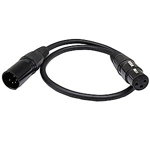 SinLoon (0.5M) DMX Stage Light Cable,DJ XLR Cable, 3-Pin Female XLR to 5-Pin Male XLR DMX Turnaround Connection for Moving Head Light Par Light Spotlight with XLR Input & Output (5male)