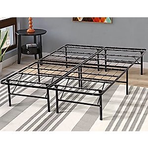 Ckofgdsue 14 Inch High Full Size Bed Frame Foldable Easy Assembly Platform Bed with Steel Slat Support & Storage Space for Bedroom Camping Tent Noise Free Metal Bed Frame Full No Box Spring Needed