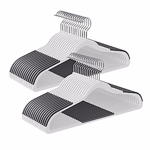 SONGMICS Clothes Hangers, Pack of 30 Plastic Coat Hangers, Space-Saving, Cloud White and Dark Gray UCRP050W03