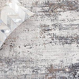 SAFAVIEH Amelia Collection 5'5" x 7'7" Ivory/Grey ALA448A Modern Abstract Non-Shedding Living Room Bedroom Dining Home Office Area Rug