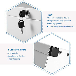 2 Drawers Lateral File Cabinet with Lock, Locking Metal Lateral Filing Cabinet for Home and Office